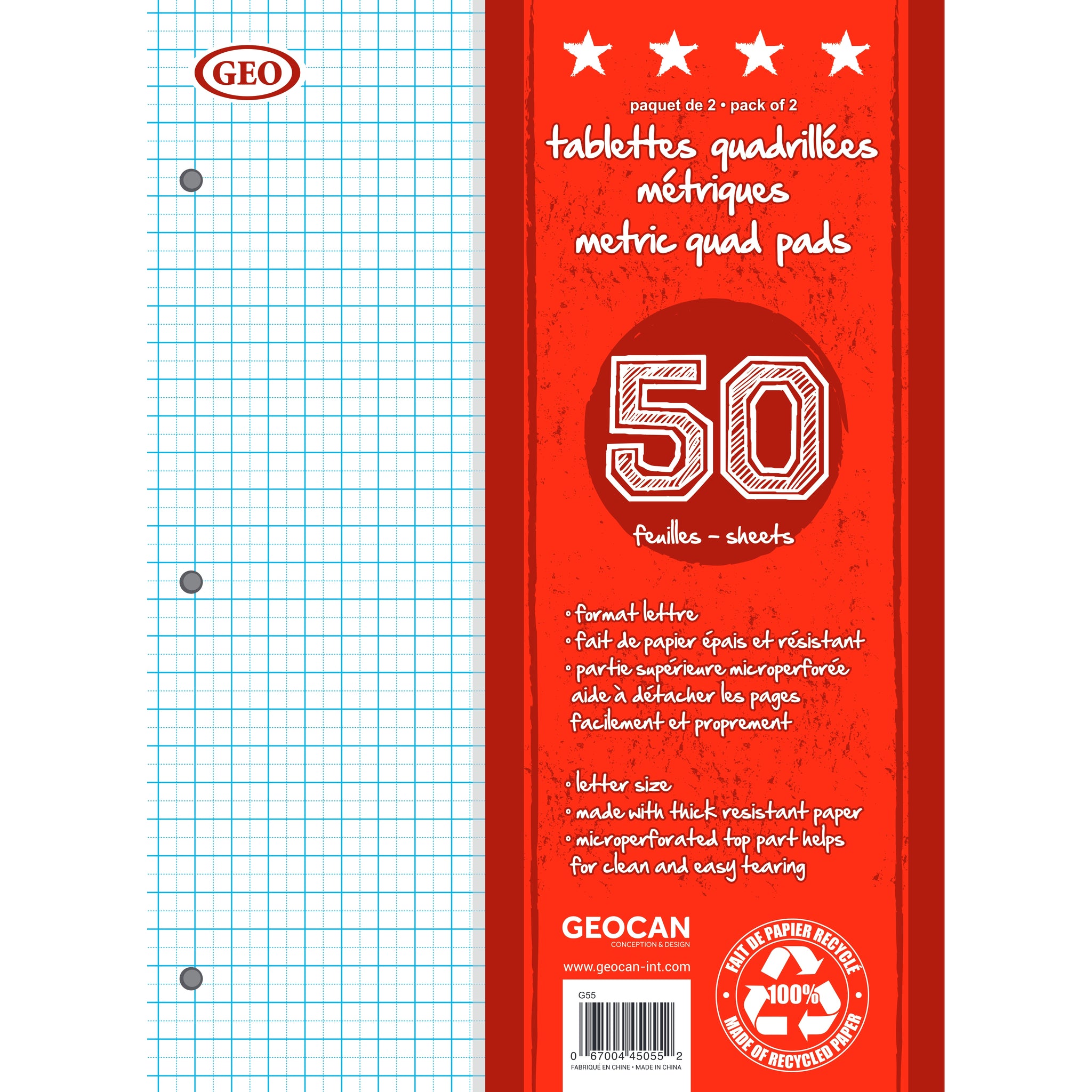 2x50 Gridded Sheets Metric 1 cm GEO | Trippin Store